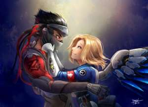 mercy and genji - ภาพวาด